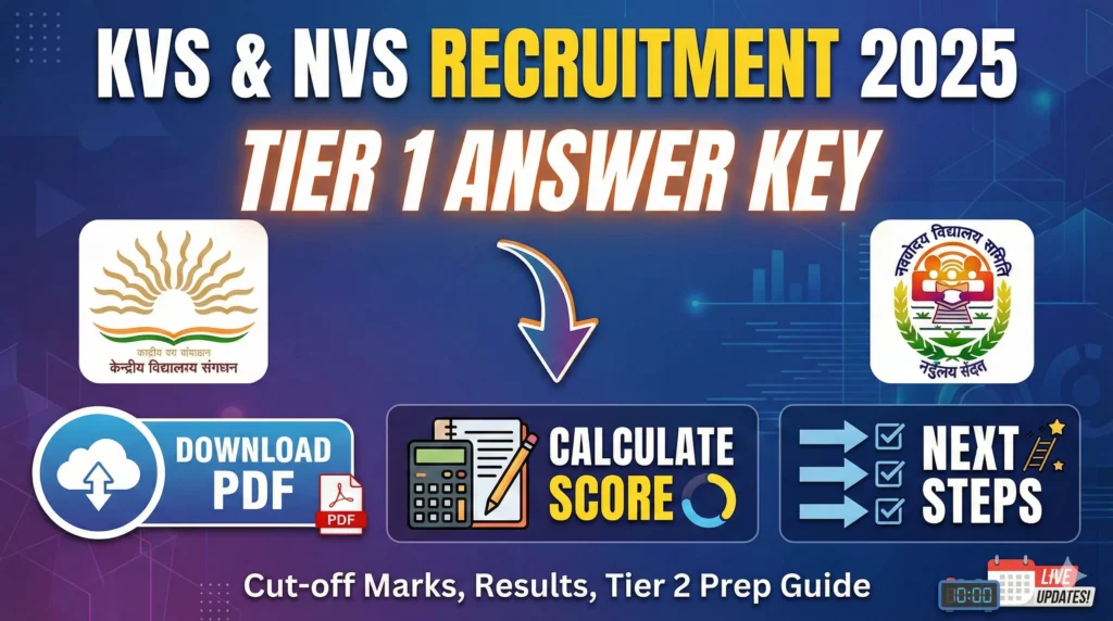 KVS & NVS Recruitment 2025 Tier 1 Answer Key: Download PDF, Calculate ...